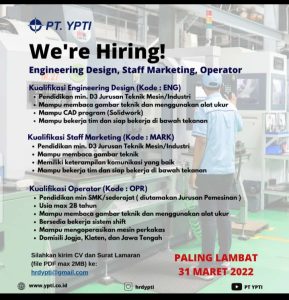 Info Lowongan Pekerjaan #108, dari PT. YPTI – Bursa Kerja Khusus